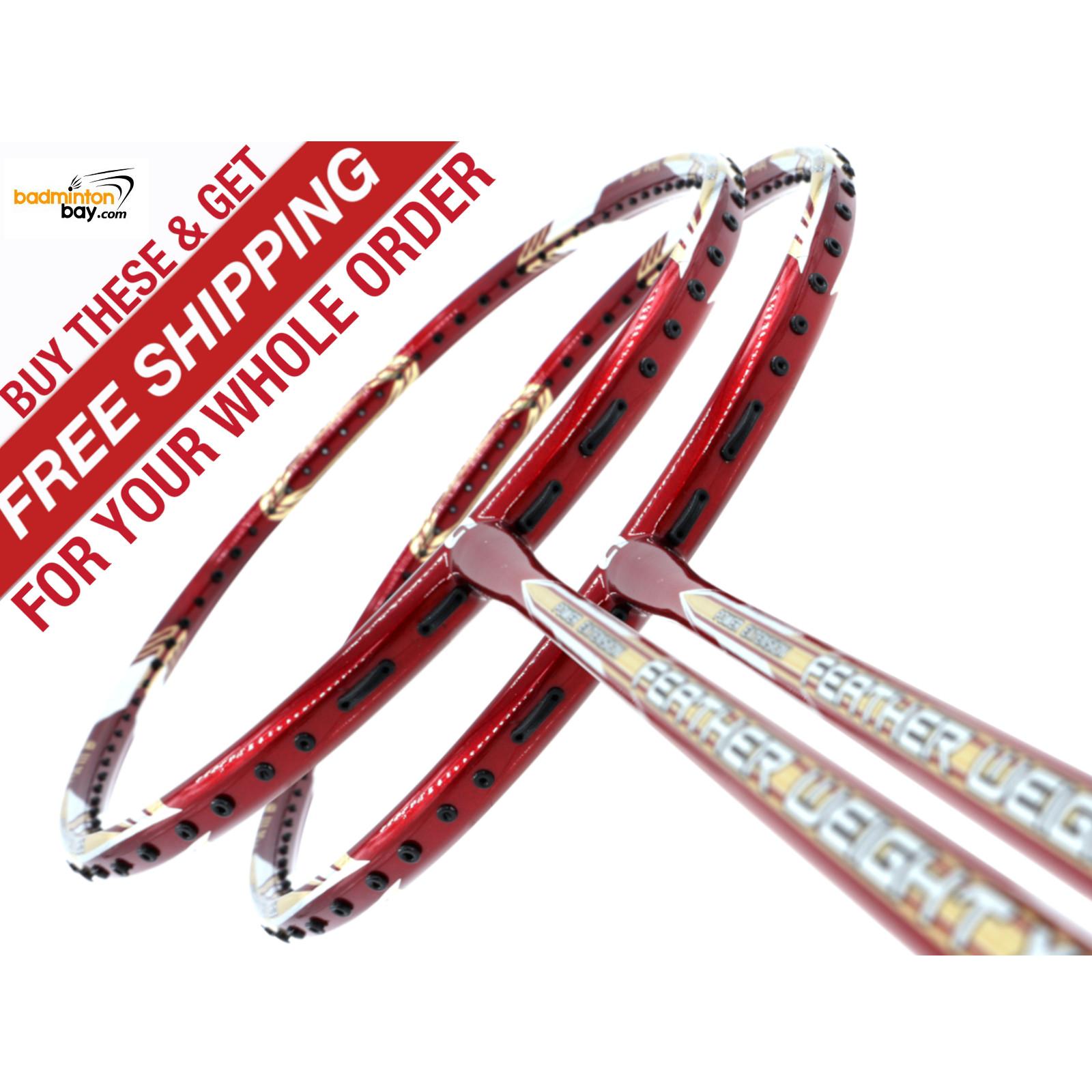 2 Pieces Deal: Apacs Feather Weight X II Red Gold Badminton Racket (8U ...