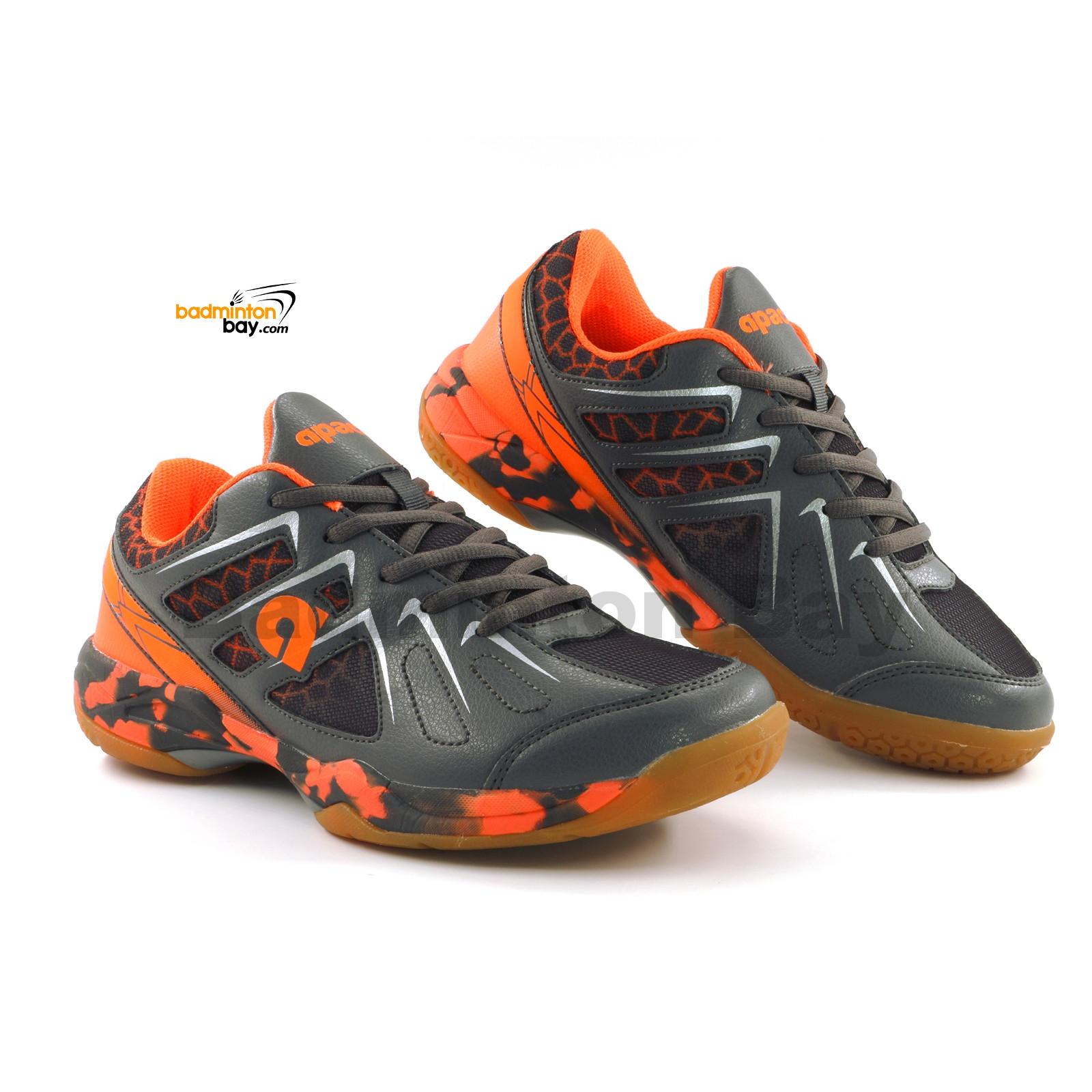 Apacs Cushion Power SP-609-YS Grey Orange Badminton Shoes With Improved ...