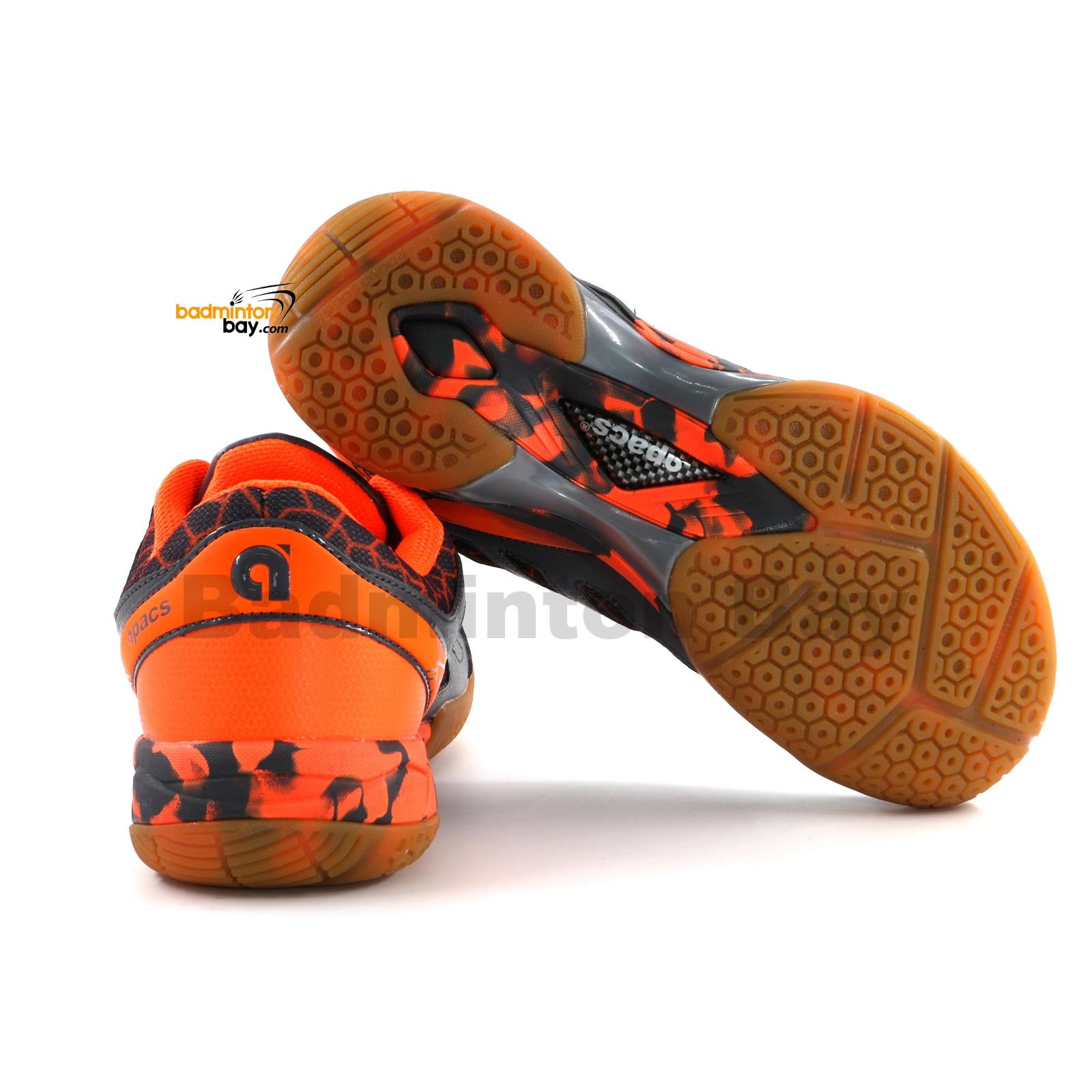 Apacs Cushion Power SP-609-YS Grey Orange Badminton Shoes With Improved ...