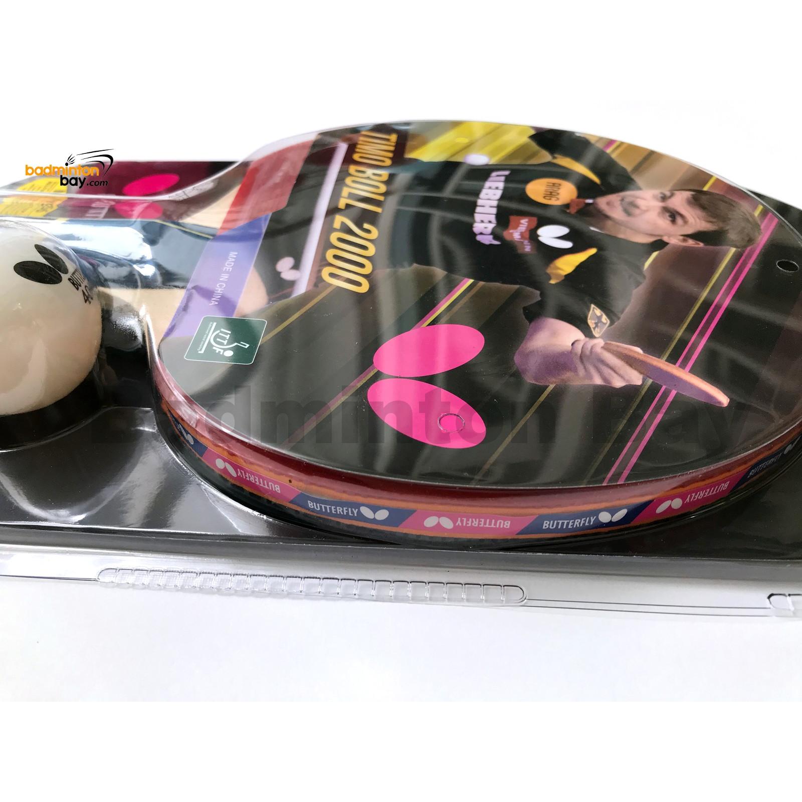 Butterfly Timo Boll 2000 FL Shakehand Table Tennis Racket with 2 Balls