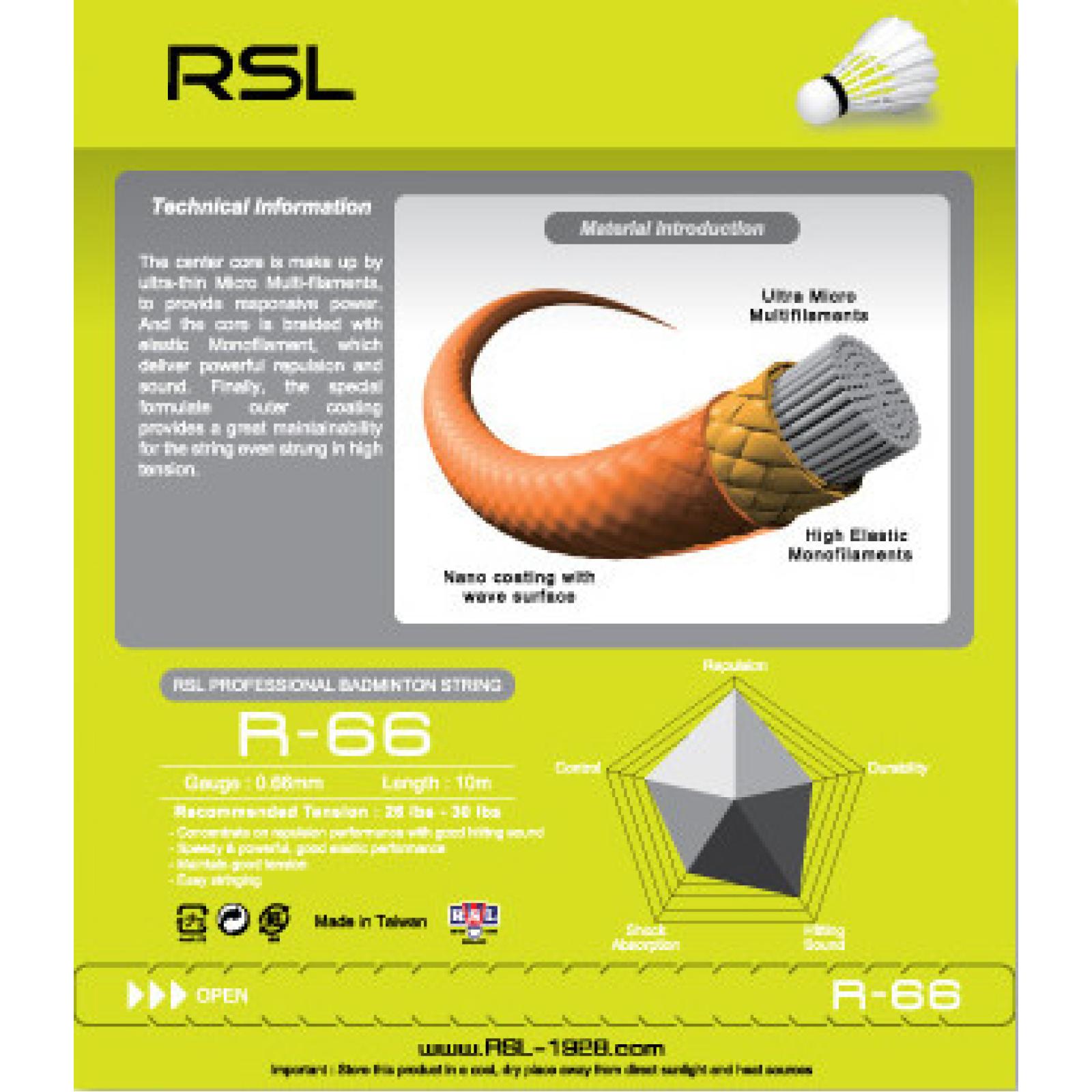 ~Out of stock RSL R-66 Repulsion (0.66mm) Badminton String